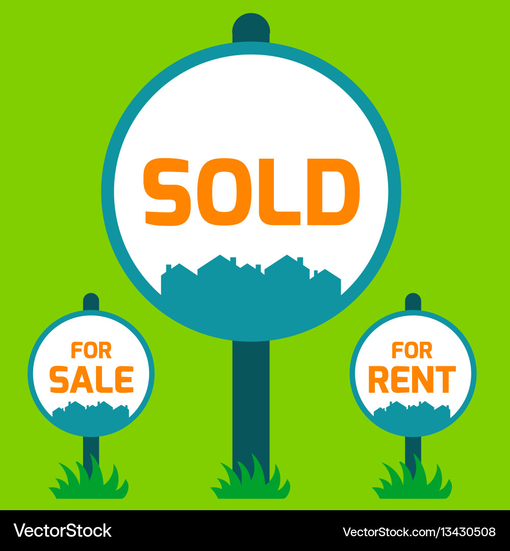Sign sold for sale Royalty Free Vector Image - VectorStock