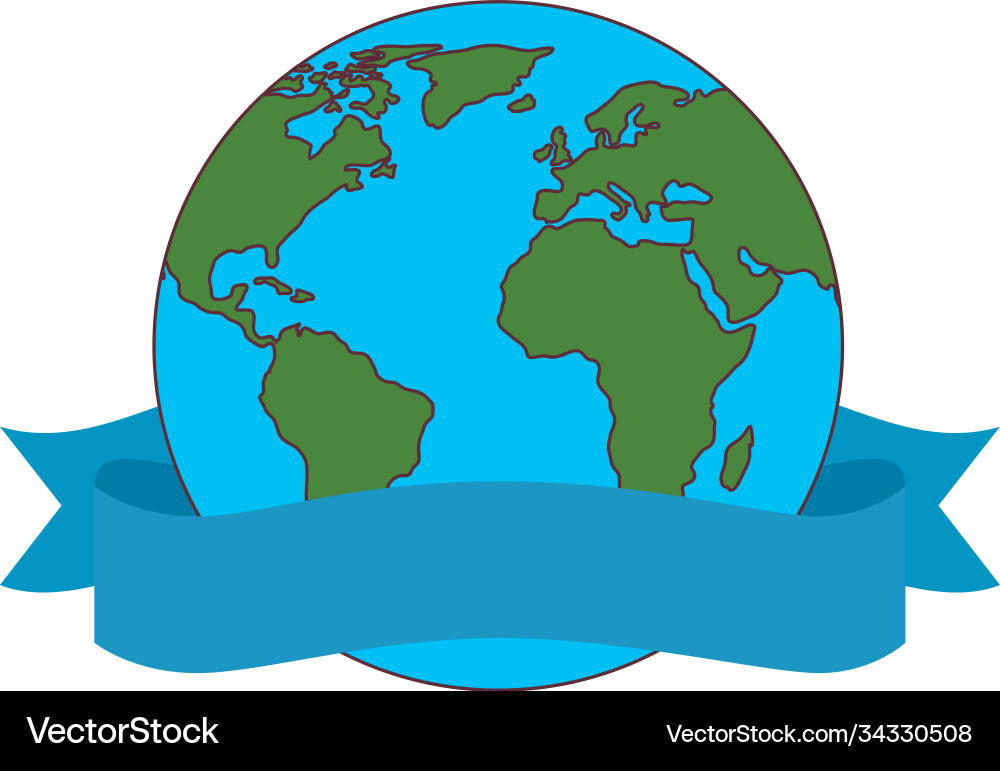 World sphere with ribbon design Royalty Free Vector Image