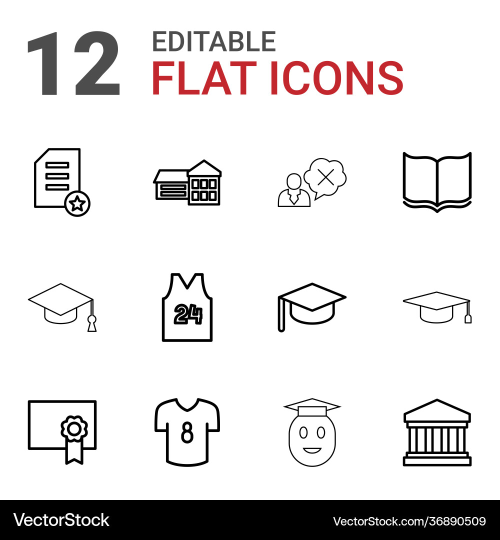 12 College-Icons Lizenzfreies Vektorbild - VectorStock