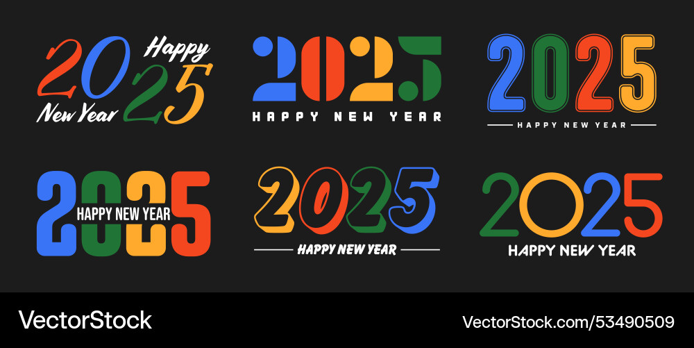 2025 New Year Numbers & Text Royalty Free Vector Image