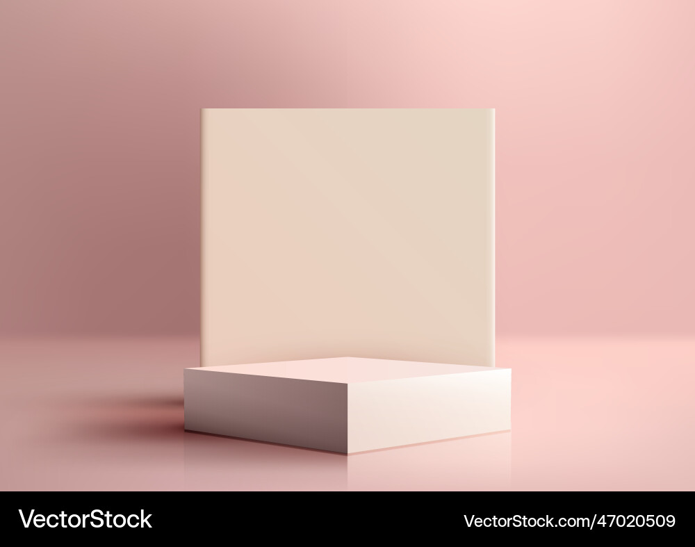 3d realistic products display white podium stand Vector Image