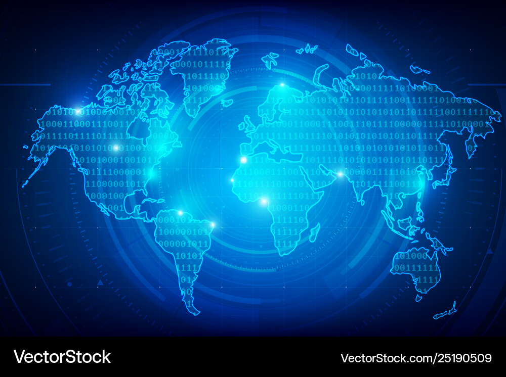 Abstract background world map binary digit Vector Image