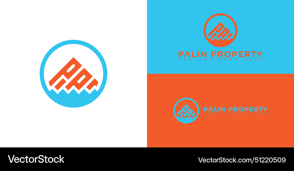 Abstract initial circle letter p or pp logo Vector Image