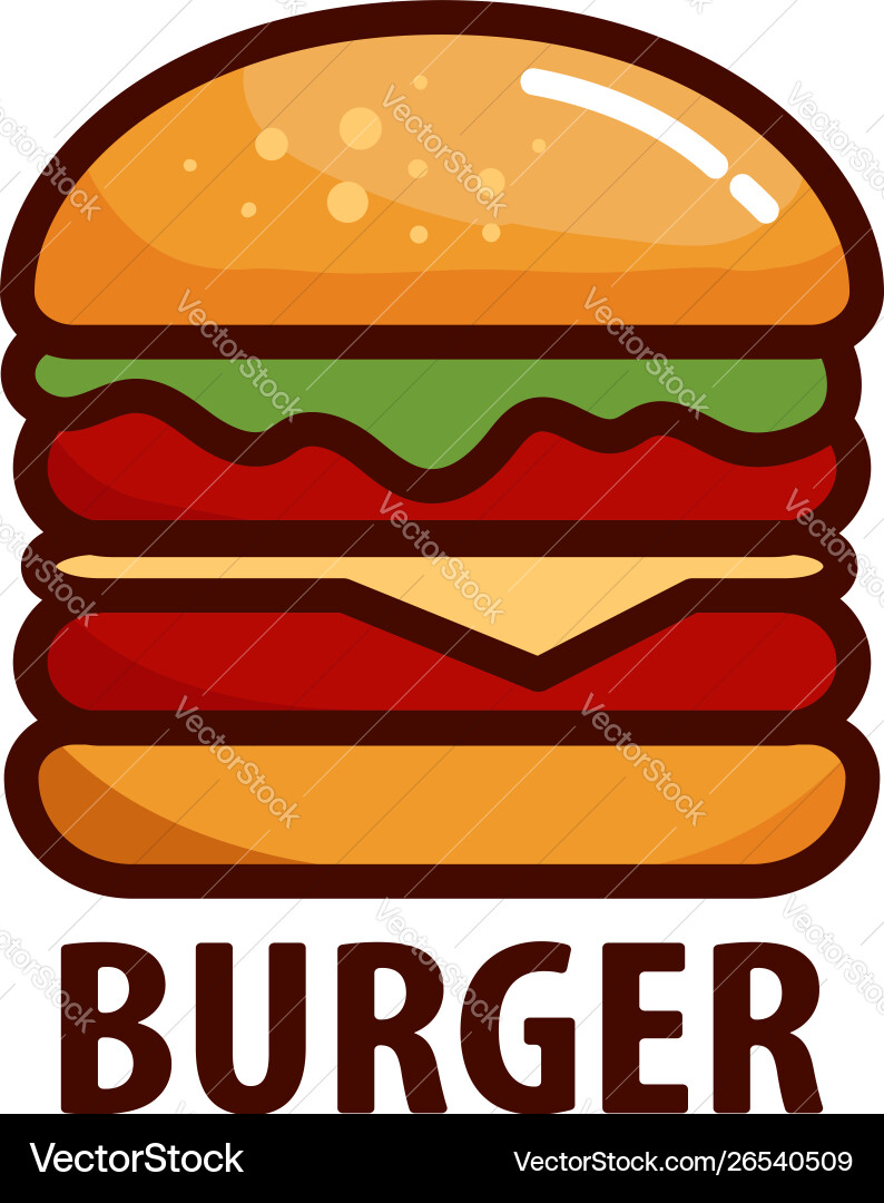 Big burger simple logo icon Royalty Free Vector Image
