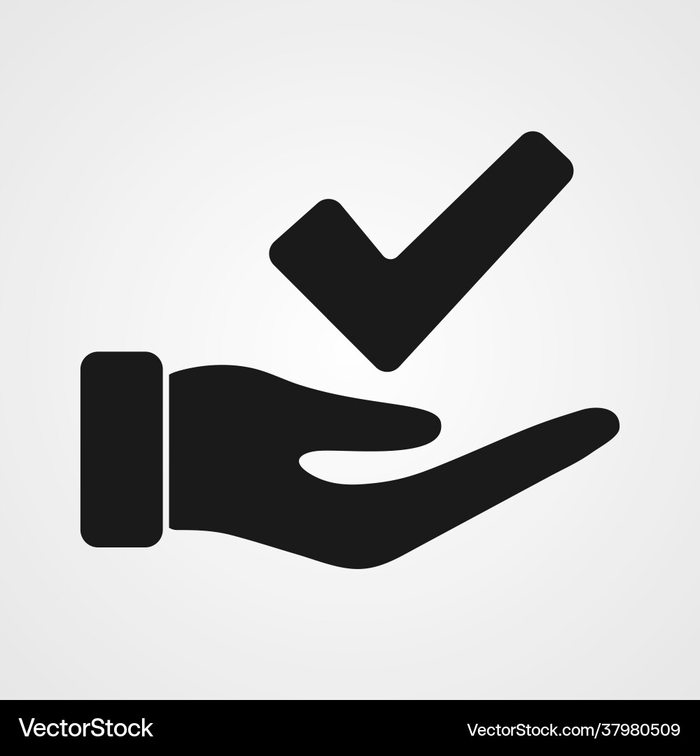 Checkmark on hand web icon design Royalty Free Vector Image