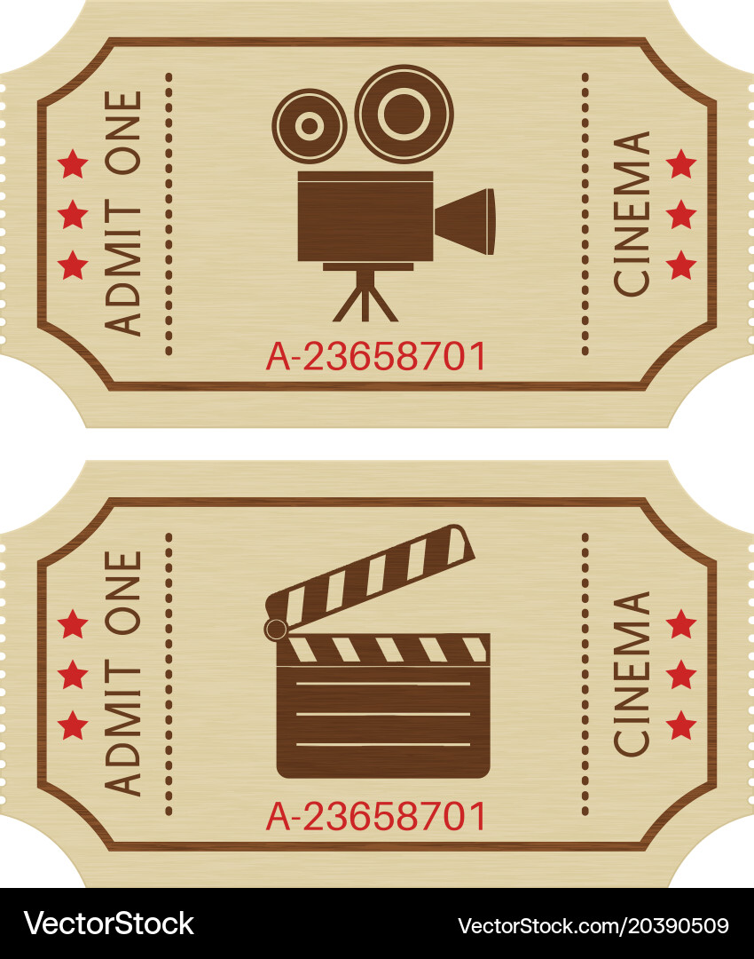 Cinema tickets old retro styled Royalty Free Vector Image