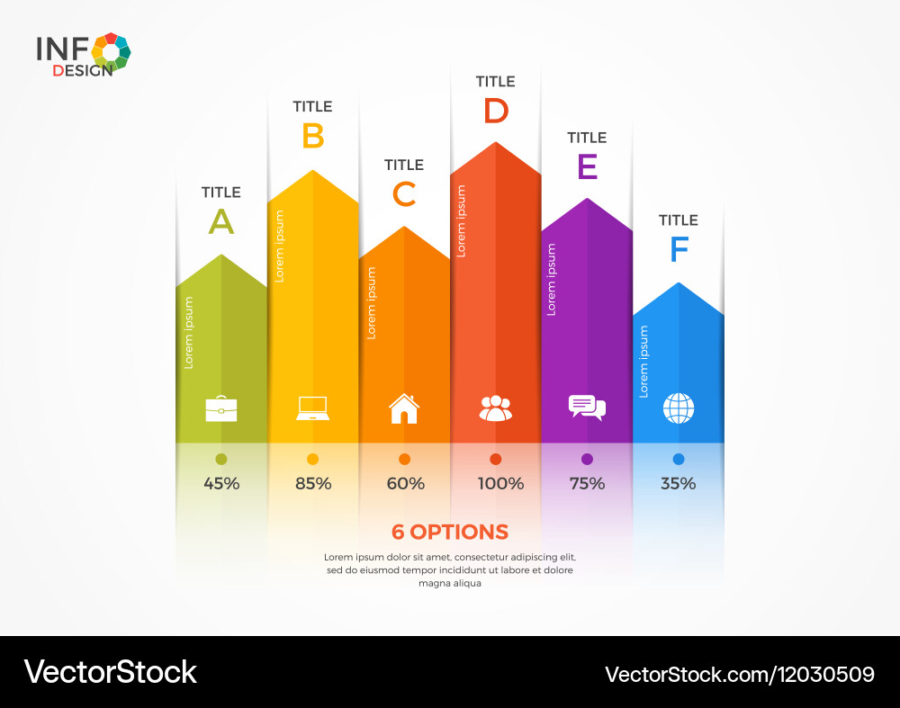 Column chart infographic template 6 options Vector Image