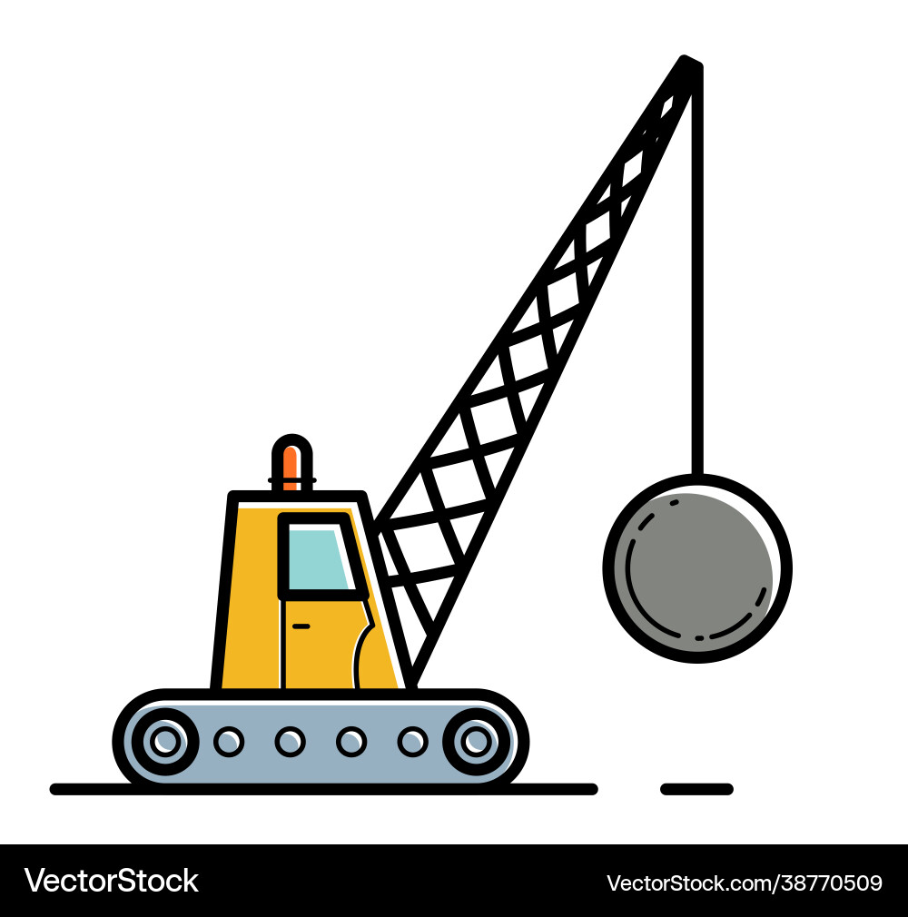 Demolition machine with weight metal ball Vector Image