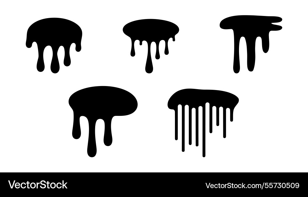 Dripping paint or liquid shapes set Royalty Free Vector