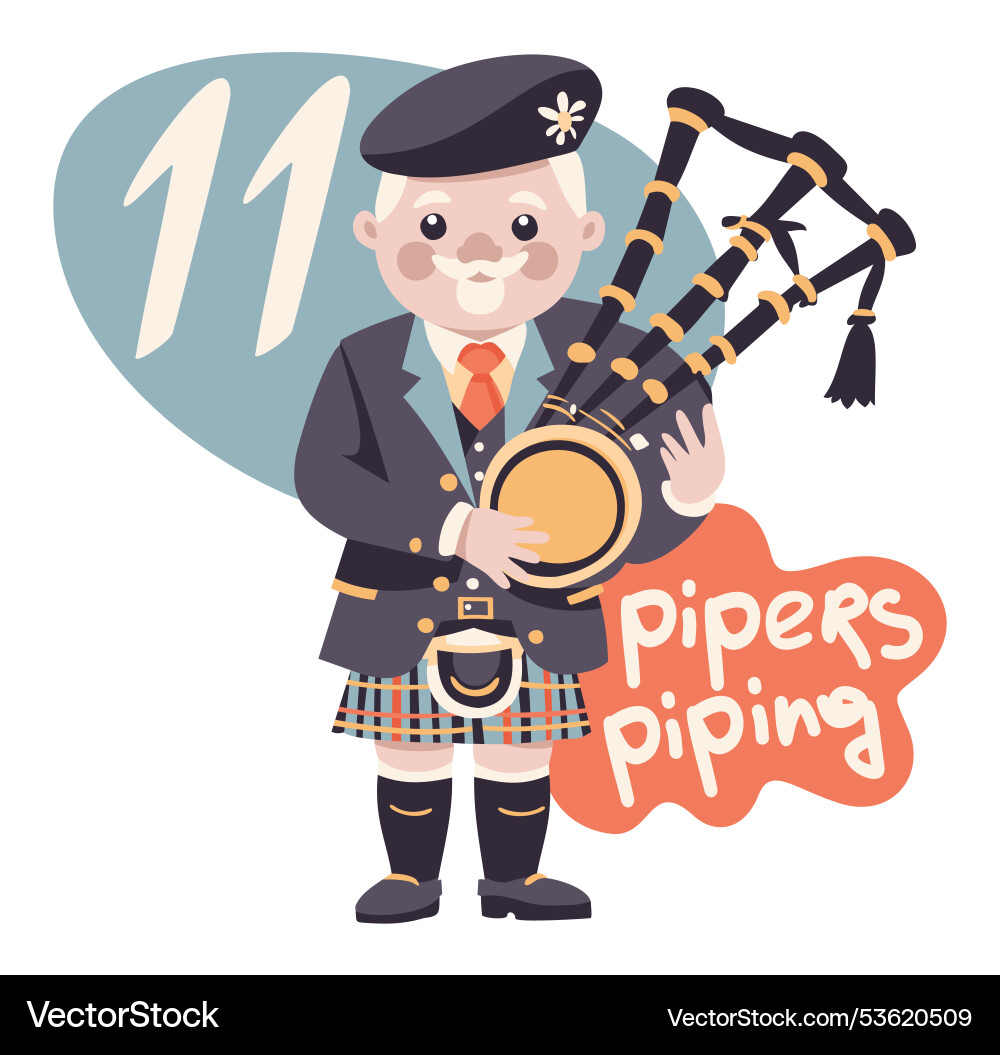 Eleven pipers piping the twelve days Royalty Free Vector
