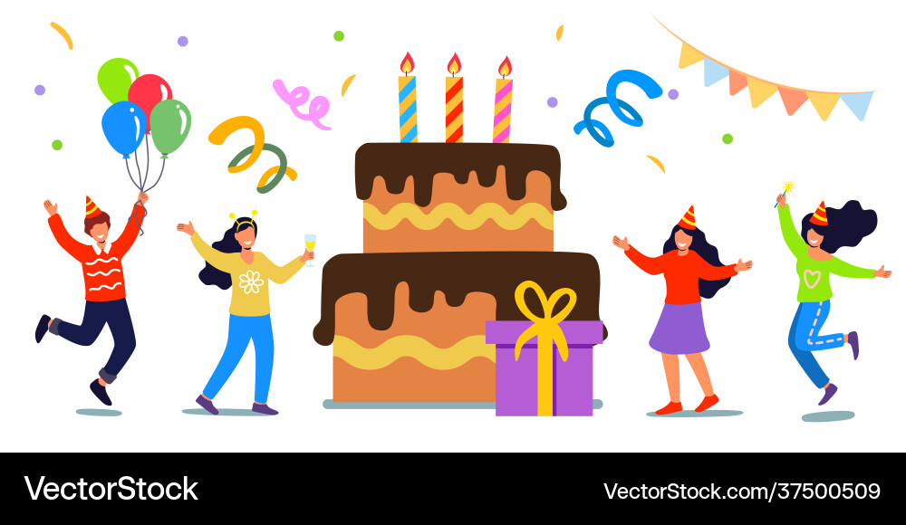 Happy birthday party flat Royalty Free Vector Image