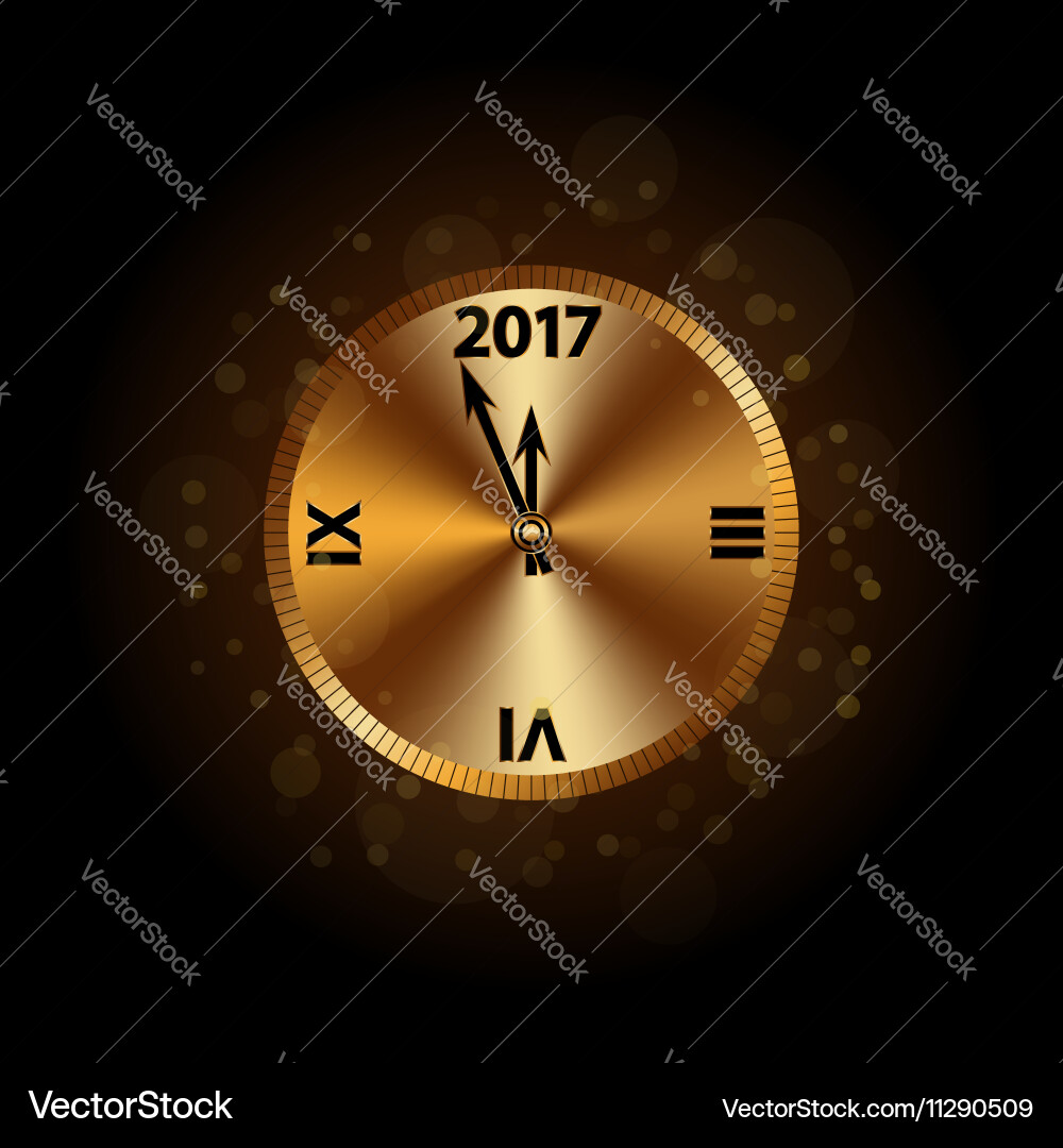 Happy new year background gold clock Royalty Free Vector