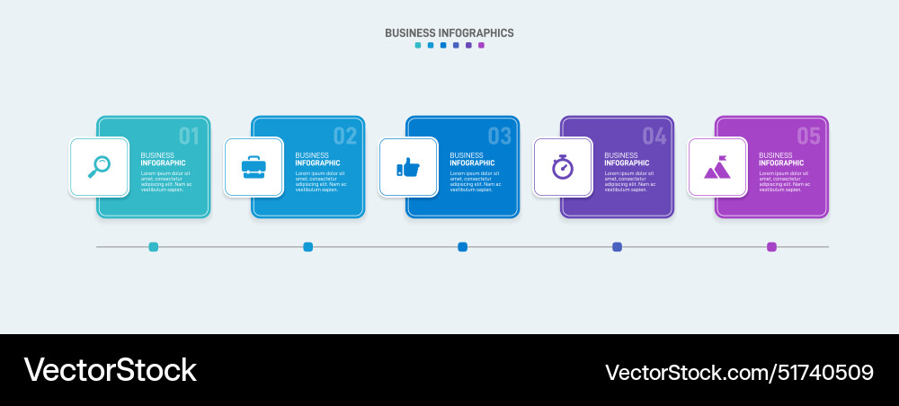 Horizontal progress bar featuring 5 arrow-shaped Vector Image