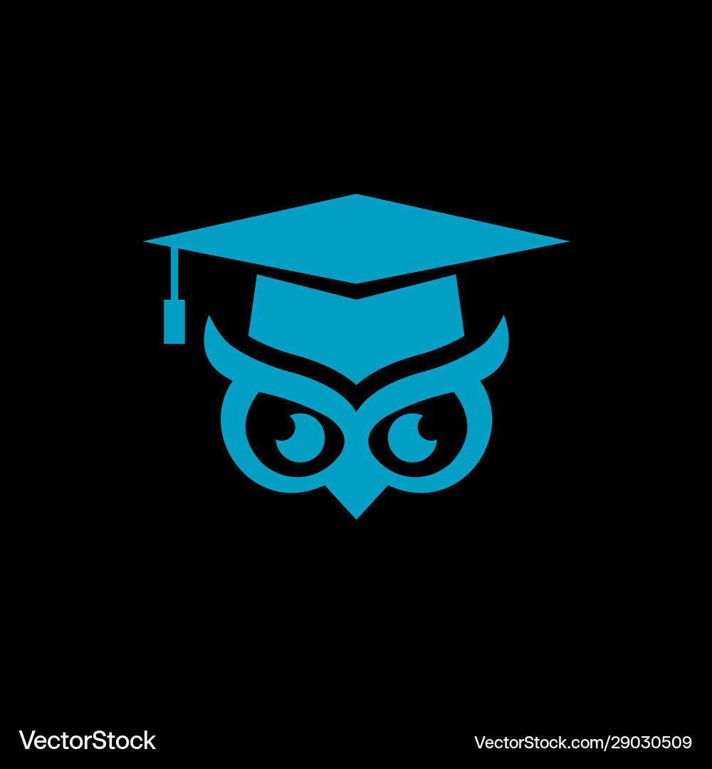 Logo a bachelor hat and owl eye Royalty Free Vector Image