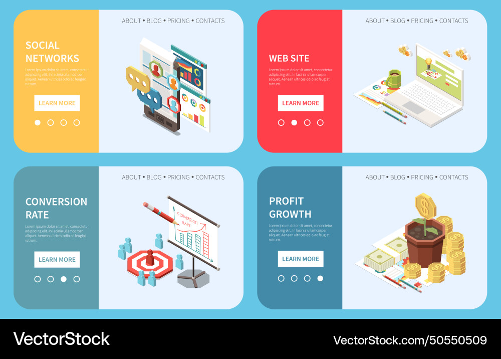 Marketing strategy horizontal banners Royalty Free Vector
