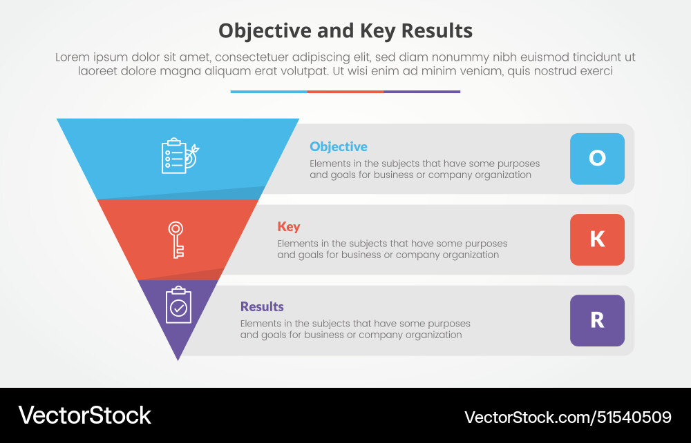 Okr objectives and key results framework Vector Image