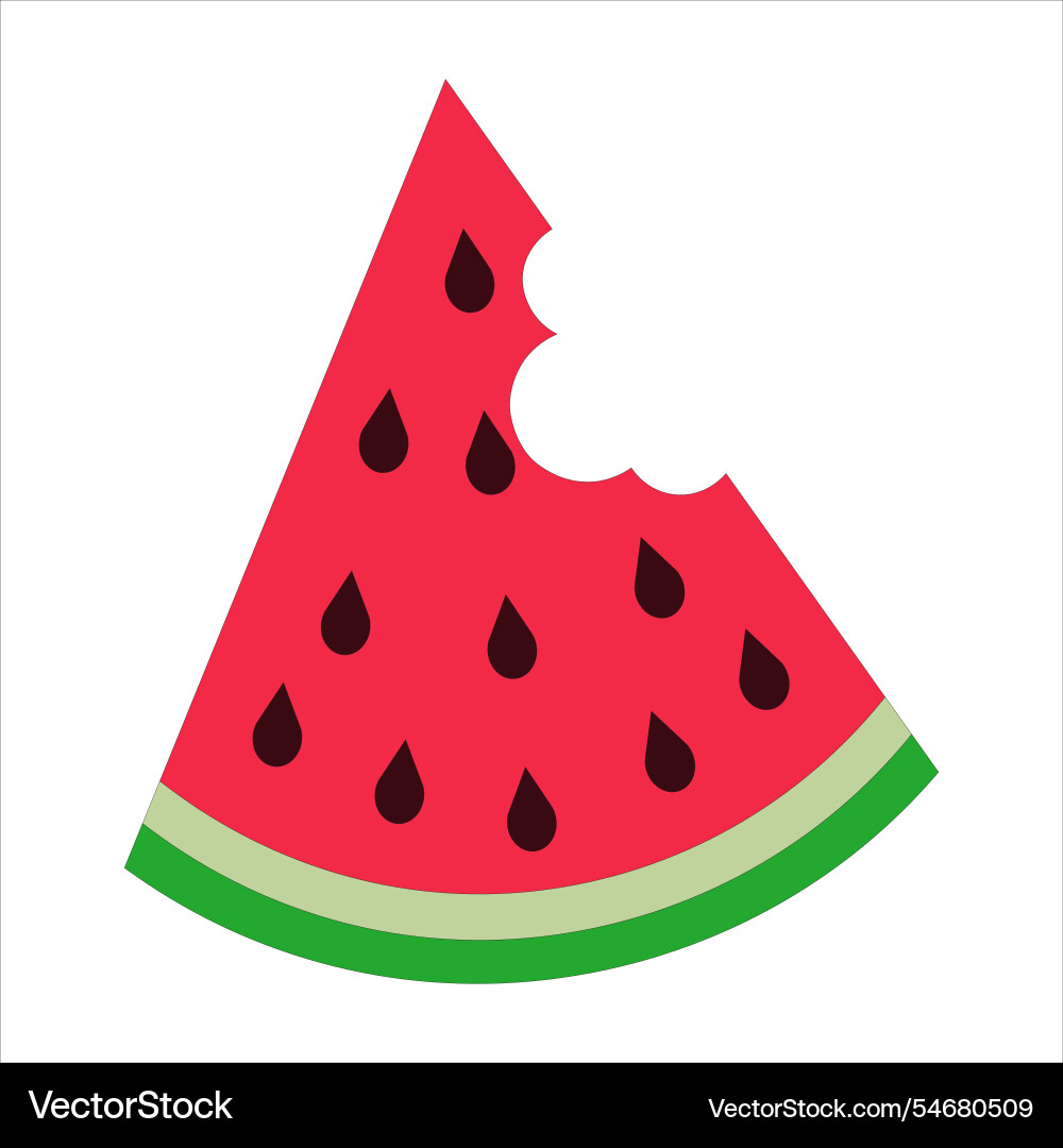 Red flat watermelon cute fruit half slice icon Vector Image