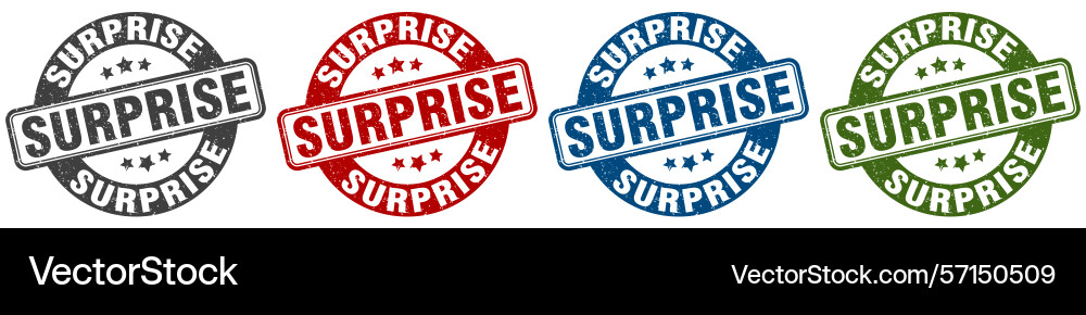 Surprise stamp round set isolated Royalty Free Vector Image