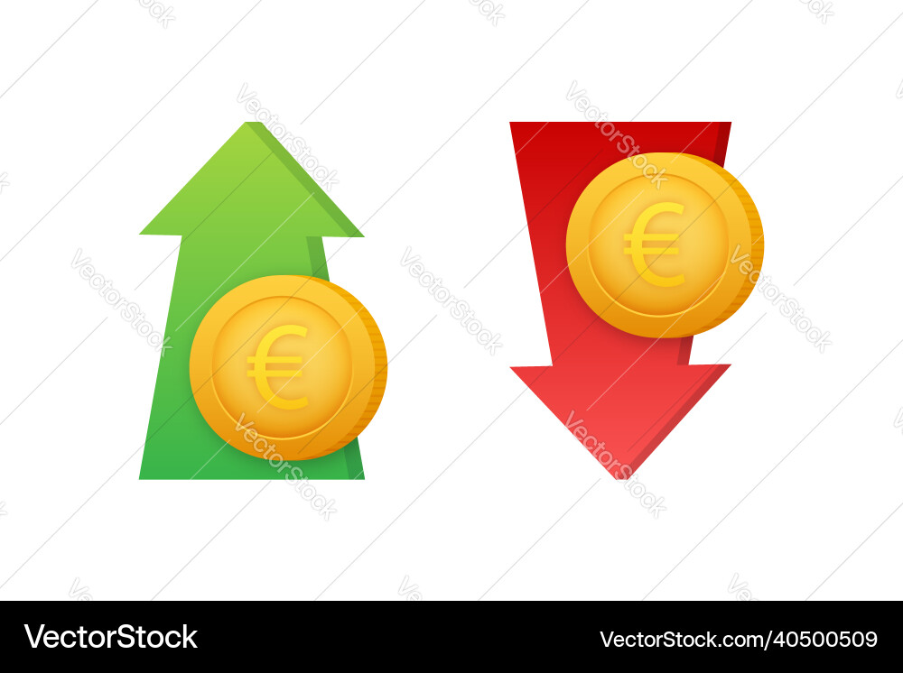 Up and down euro sign on white background Vector Image