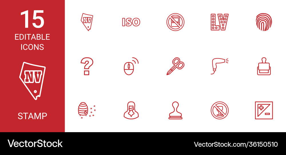 15 stamp icons Royalty Free Vector Image - VectorStock