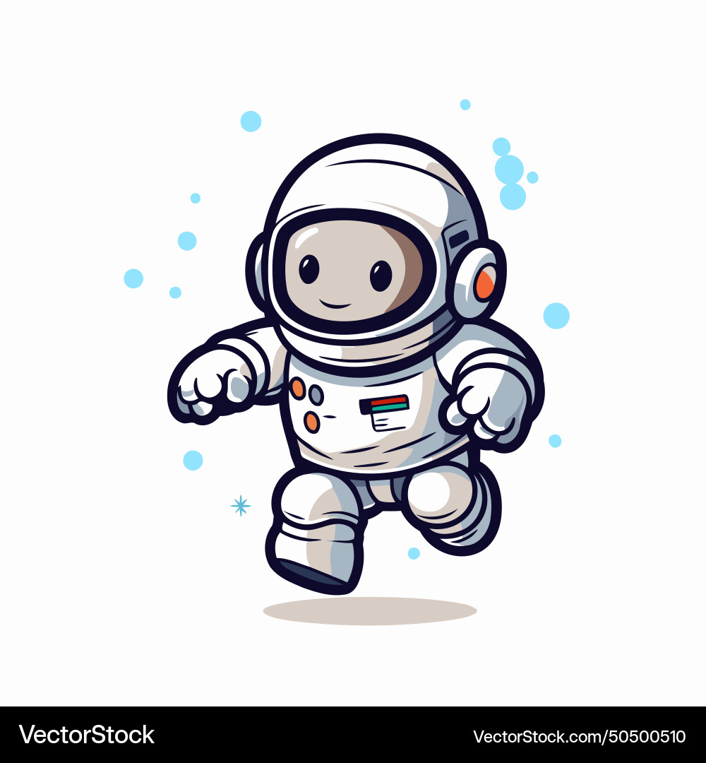 Astronaut running cute cartoon Royalty Free Vector Image