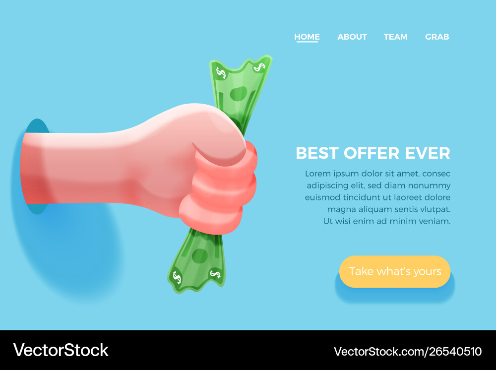Cartoon realistic hand holding dollar bill Vector Image