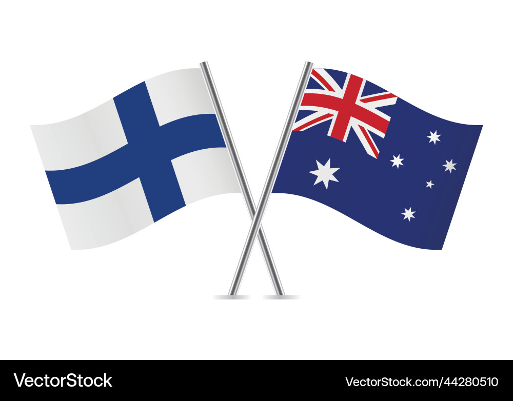 Finland and australia crossed flags Royalty Free Vector
