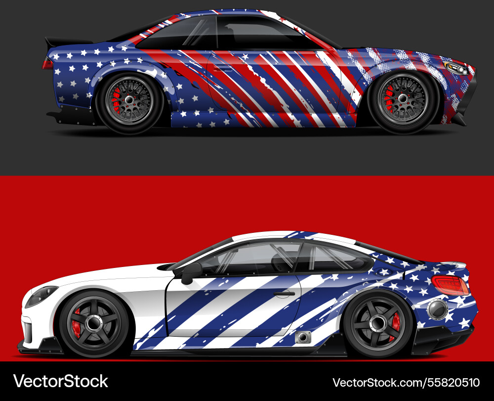 Flag car wrap design graphics Royalty Free Vector Image