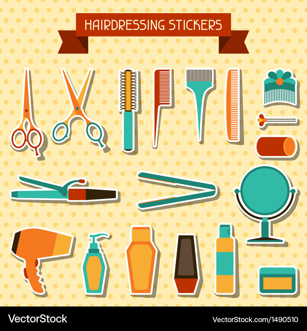 Hairdressing & Salon Stickers Royalty Free Vector Image