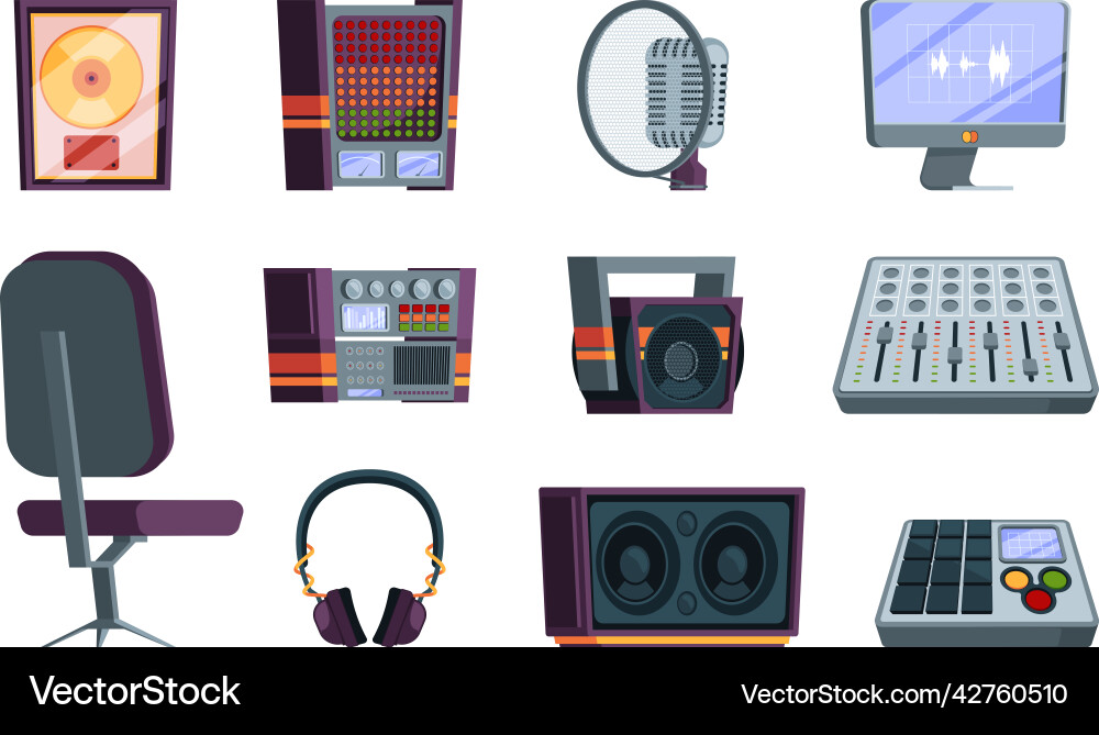 Music recording studio audio amplifier system Vector Image