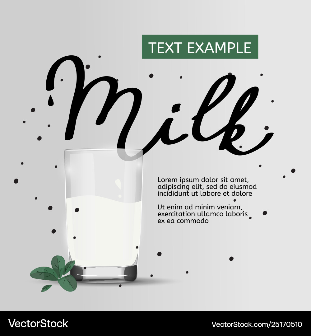 Simple milk poster handwritten text Royalty Free Vector