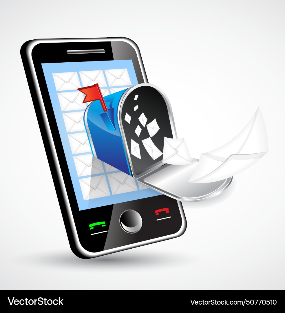 Smart phone send and recive letters with mailbox Vector Image