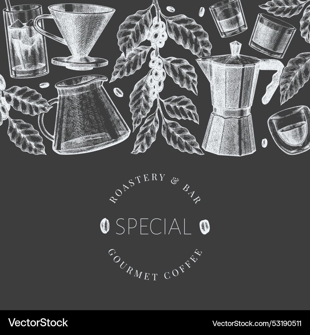 Alternative coffee makers chalk board hand drawn Vector Image