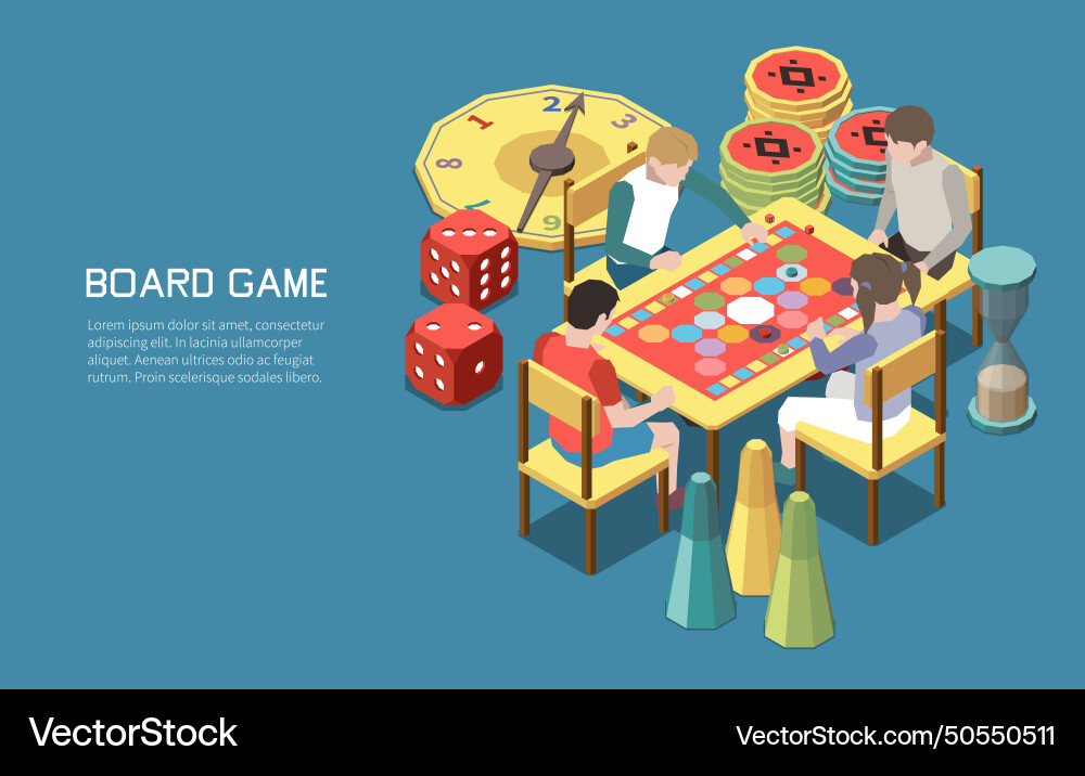Board games isometric background Royalty Free Vector Image