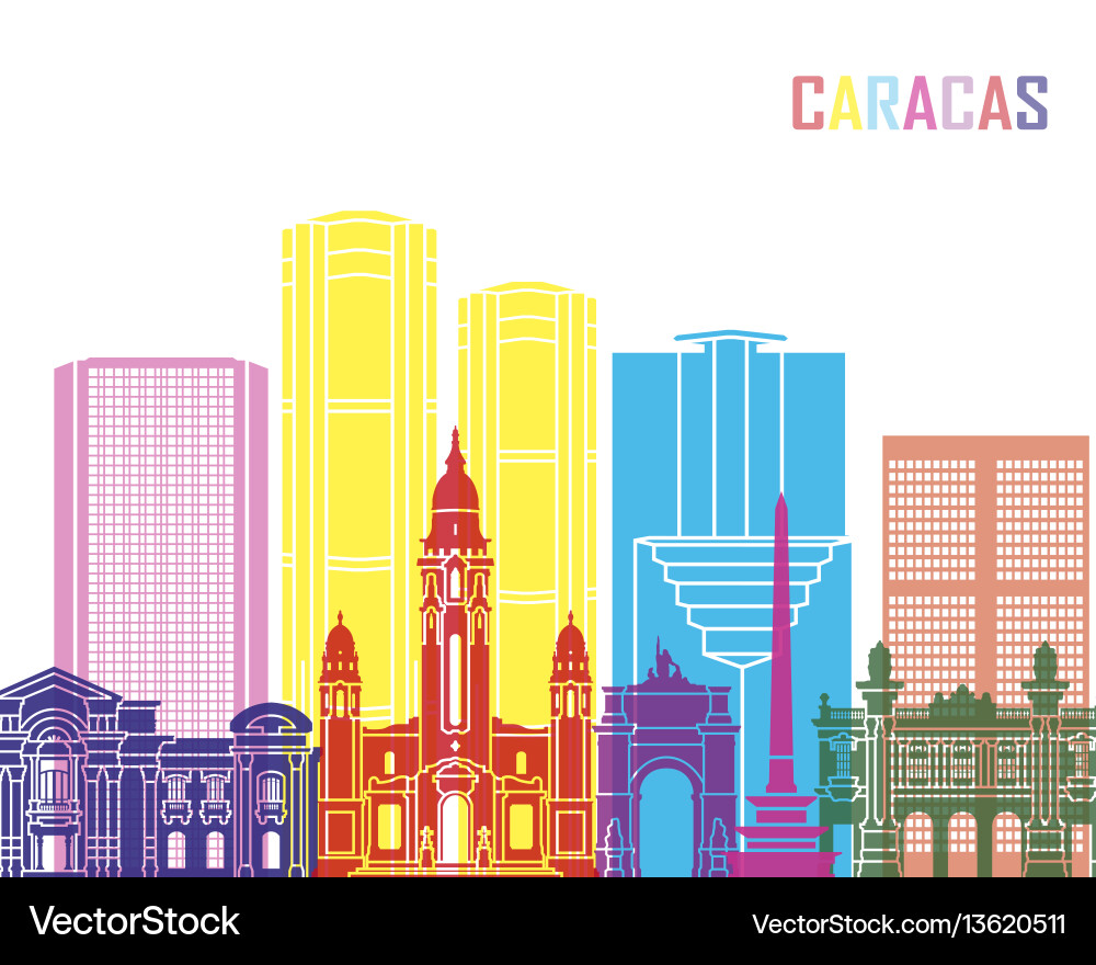 Caracas v2 skyline pop Royalty Free Vector Image