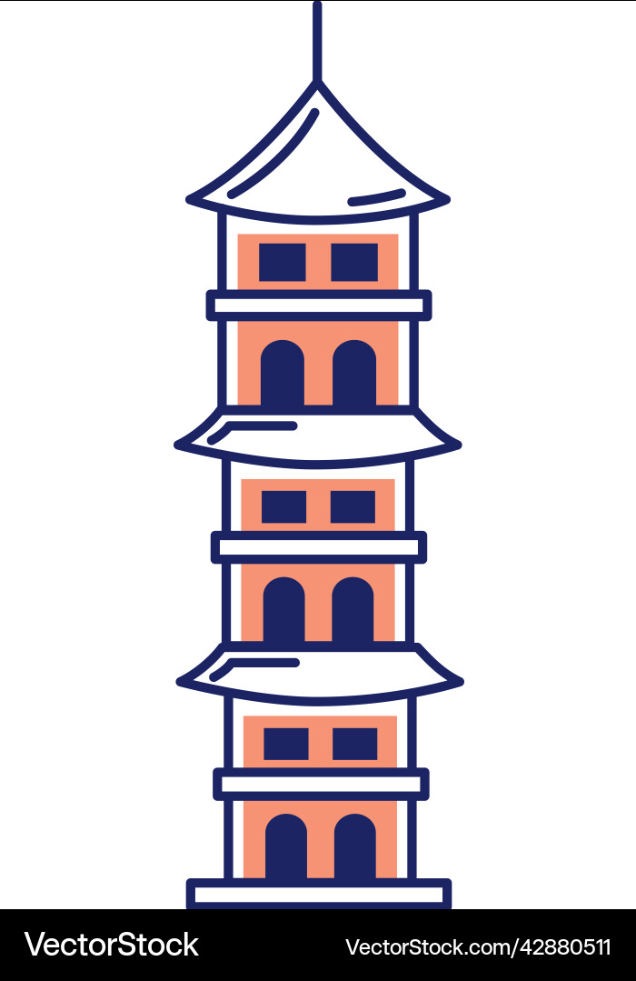 Chinese temple tower landmark Royalty Free Vector Image