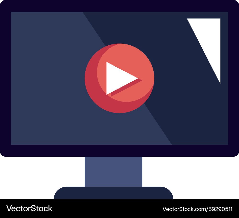 Computer with play button Royalty Free Vector Image