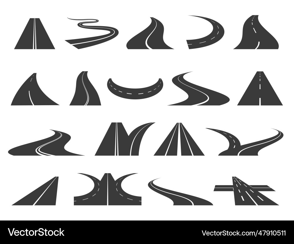 Curved Road Elements - Highway Path Royalty Free Vector