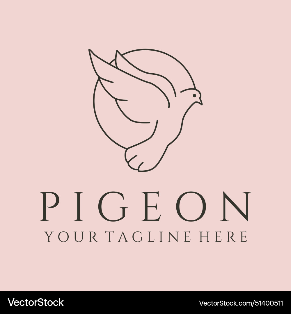 Flying pigeon line art logo symbol design Vector Image