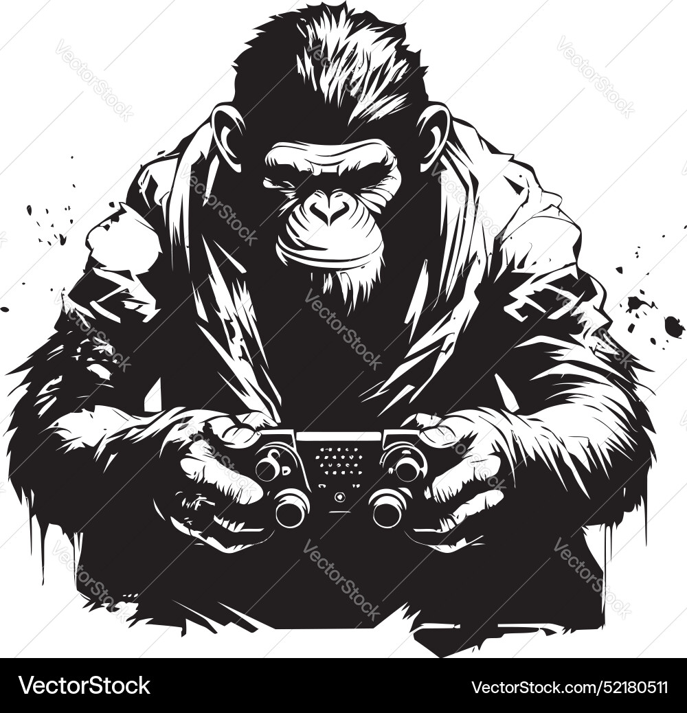 Gaming gorilla grip strong primate emblem mighty Vector Image