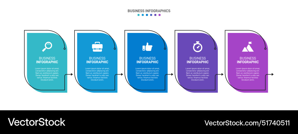 Horizontal progress bar featuring 5 arrow-shaped Vector Image