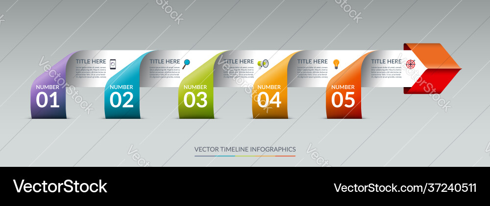 Infographic arrow timeline template with 5 steps Vector Image