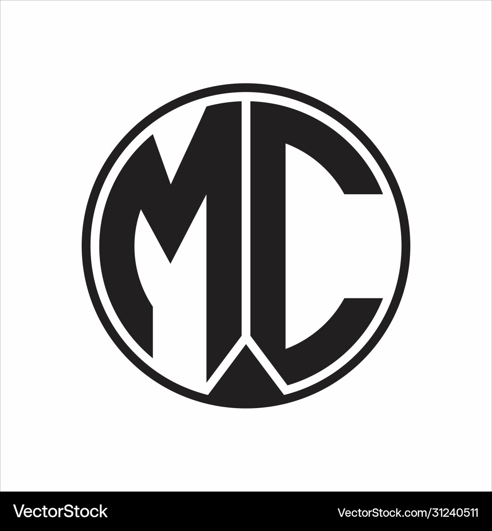 Mc logo monogram circle with piece ribbon style Vector Image