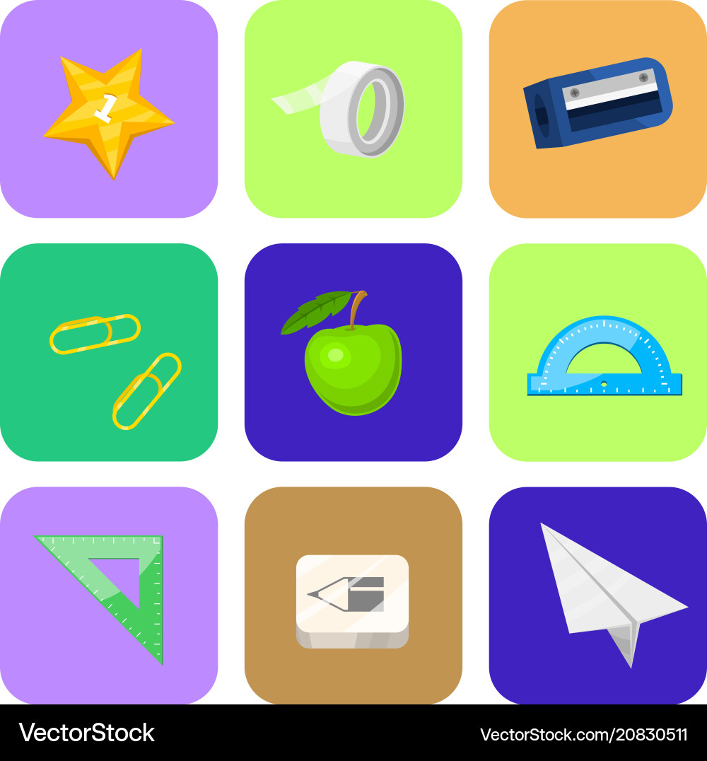 Schulbedarf Stationäre Bildungsrucksack Vektorbild