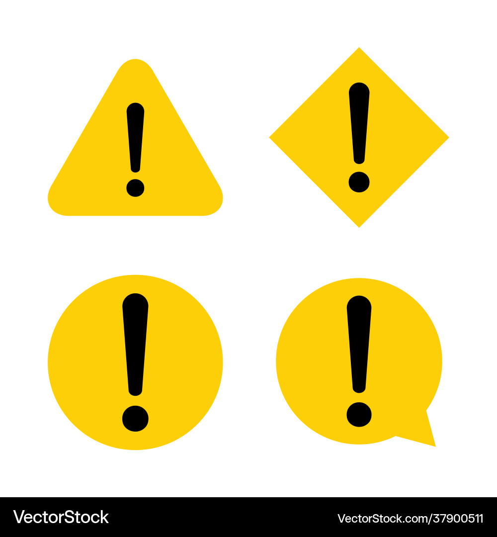 Set hazard warning warn symbol icon flat sign Vector Image