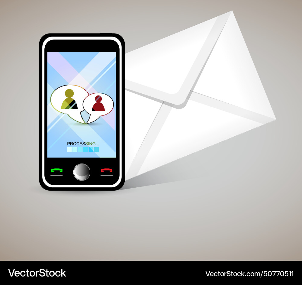 Smart phone send and recive letters Royalty Free Vector