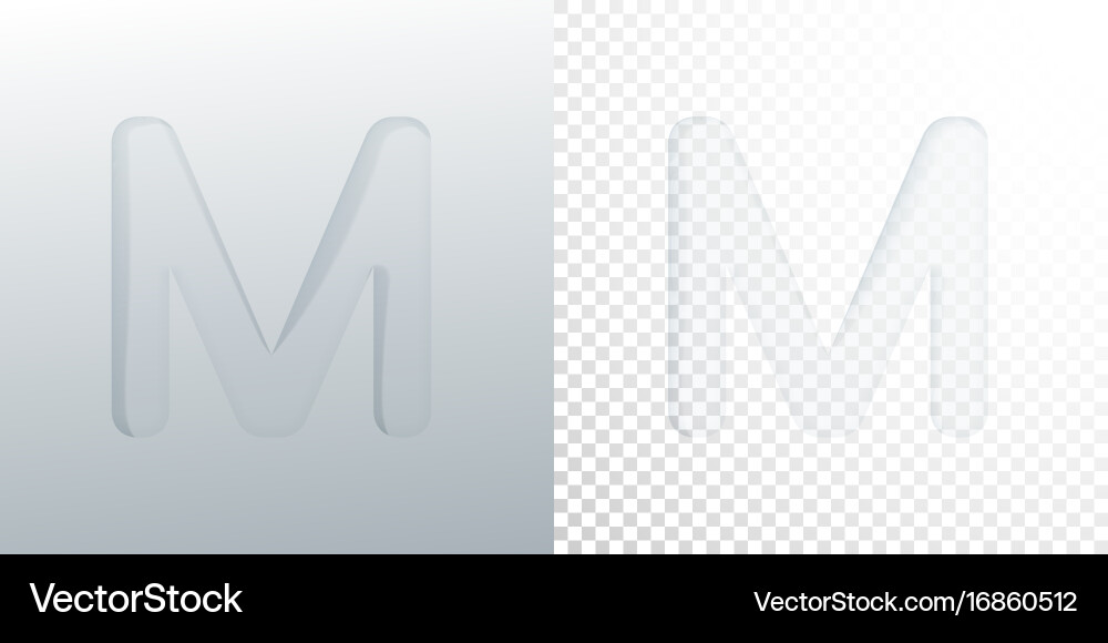 3d paper cut letter m isolated on transparent Vector Image