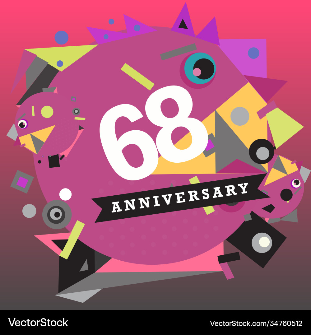 Anniversary greeting card with colorful number Vector Image