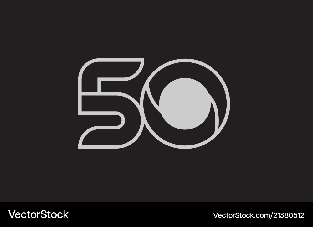 Black and white number 50 logo icon design Vector Image