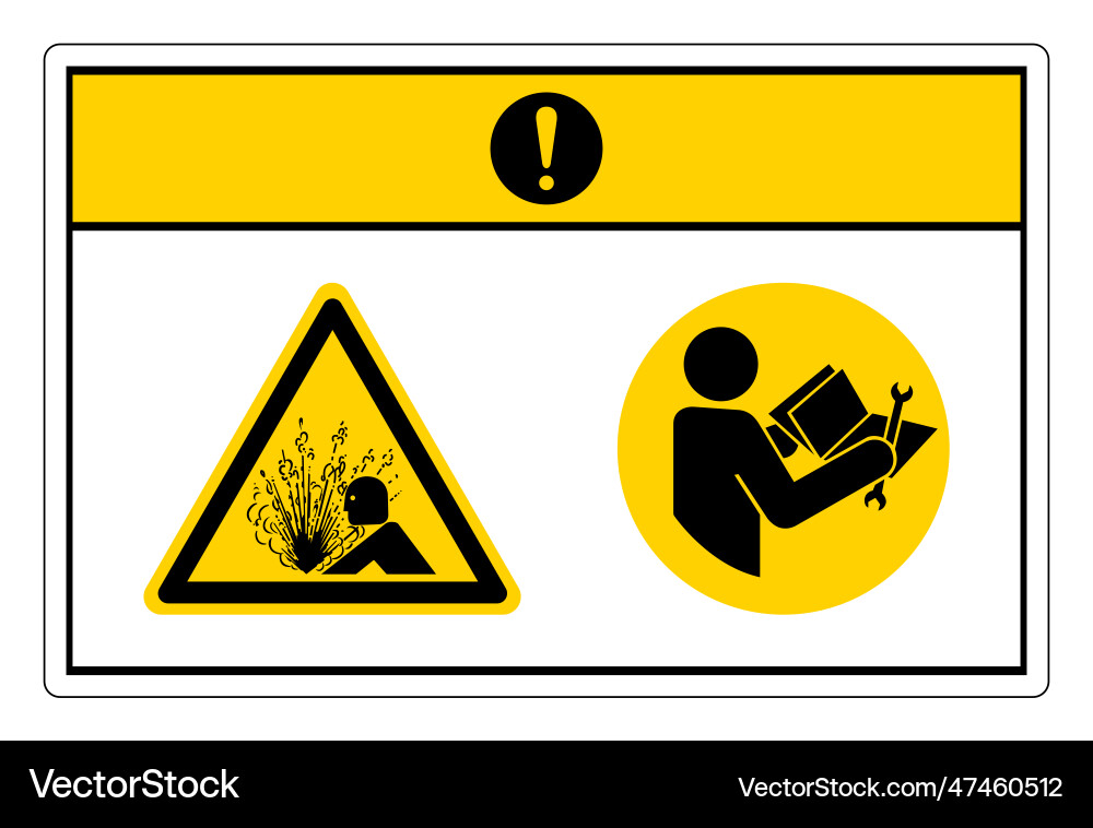 Caution pressurized device read technical manual Vector Image